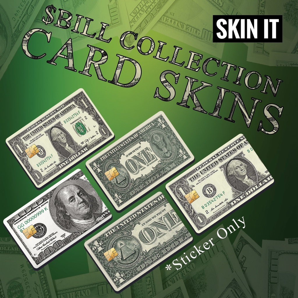 SKIN IT : Dollar$ Themed Card Skins (Stickers For ATM or Beep Cards ...