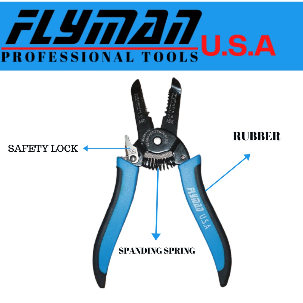 Jrshopeeph Flyman Wire Stripper With Rubber Handle Awg10-22Mm0.6-2.6 ...