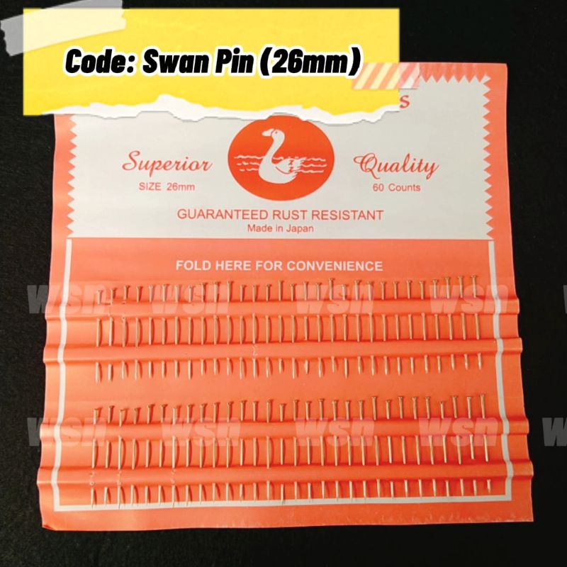 STEEL PIN Swan Brand 26 mm 20 pads per box nickel sewing Japan | Shopee ...