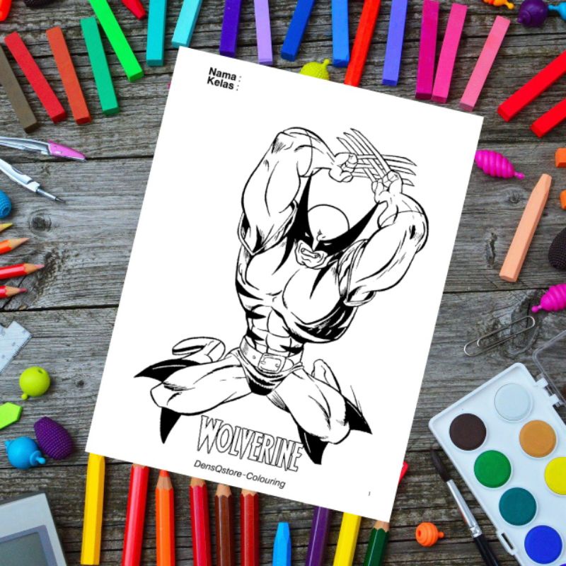 Wolverine Themed Children's Coloring Paper Drawing Paper/ (10 Picture ...