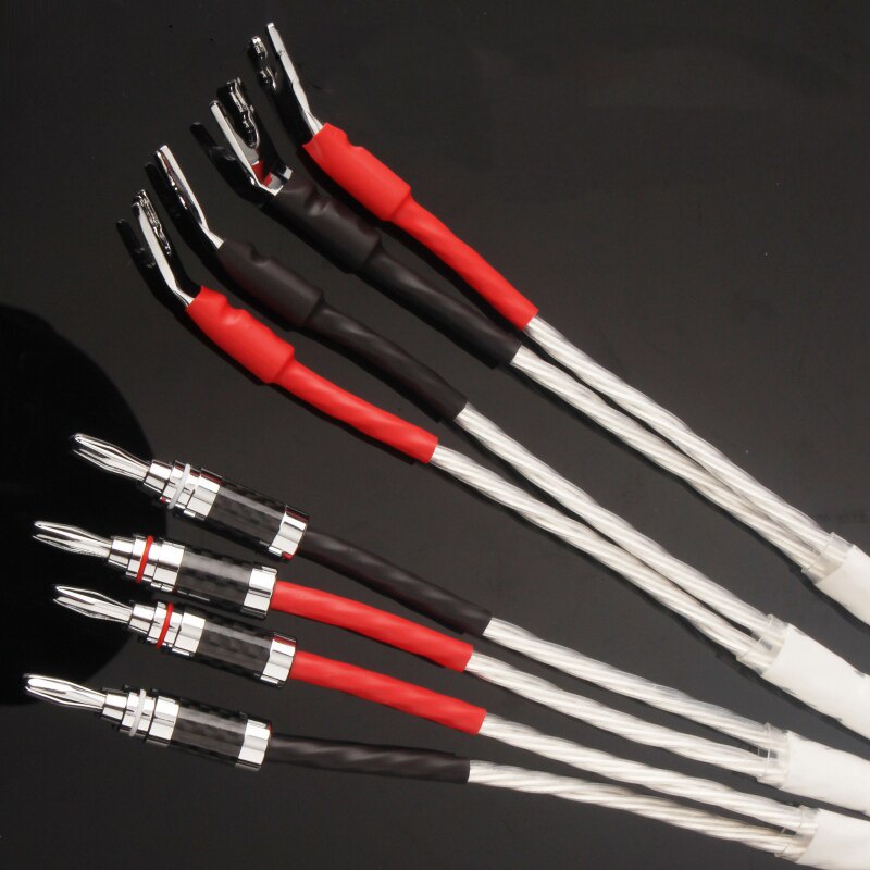 One Pair HIFI Silver-plated Speaker Cable Hi-end 4N OFC Speaker Wire ...