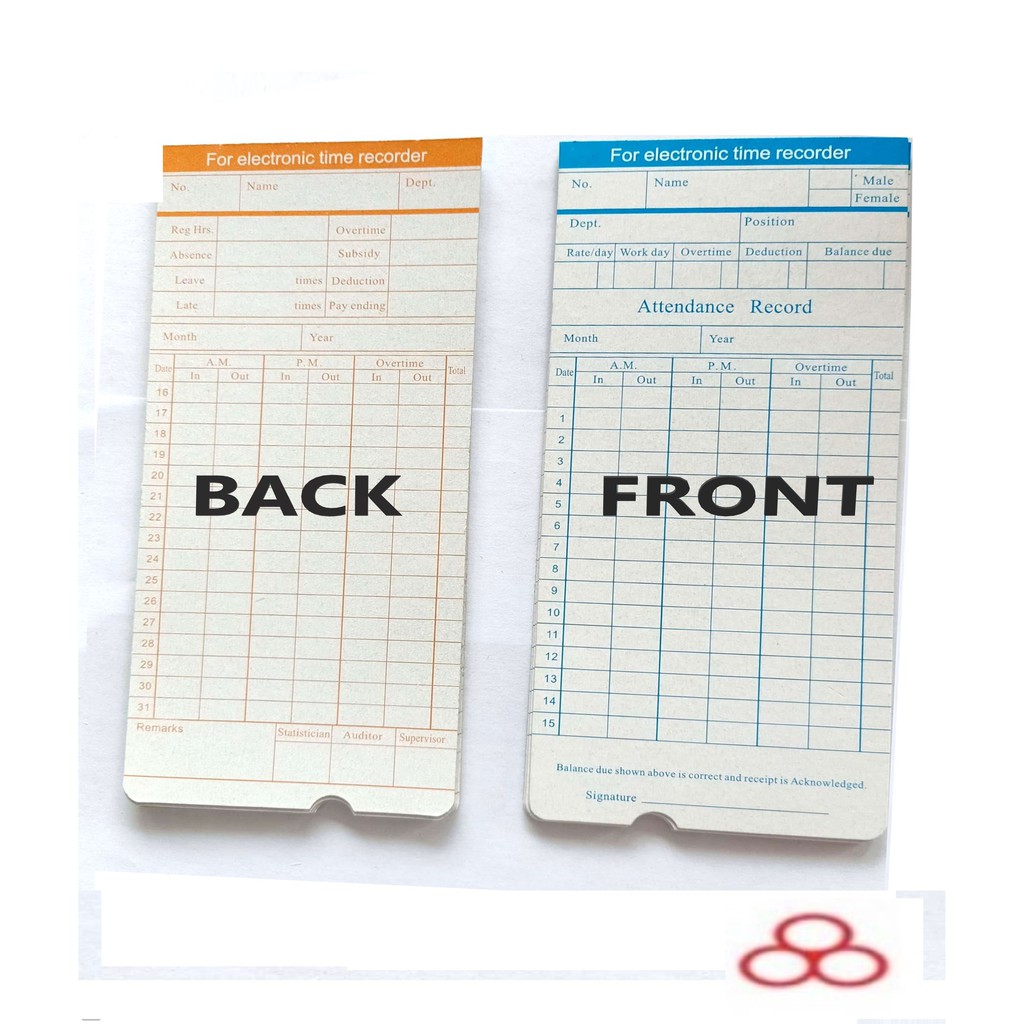 Time Recorder Time Card / Standard Time Card Time Card For Bundy Clock ...