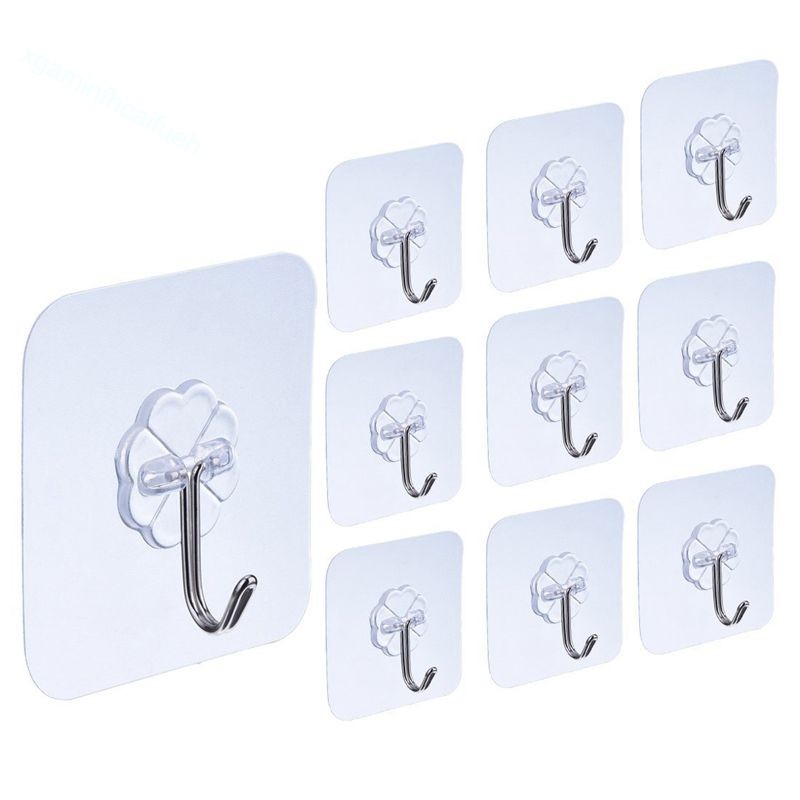 10 Packs Reusable Adhesive Hooks,Transparent Heavy Duty Wall Hooks ...