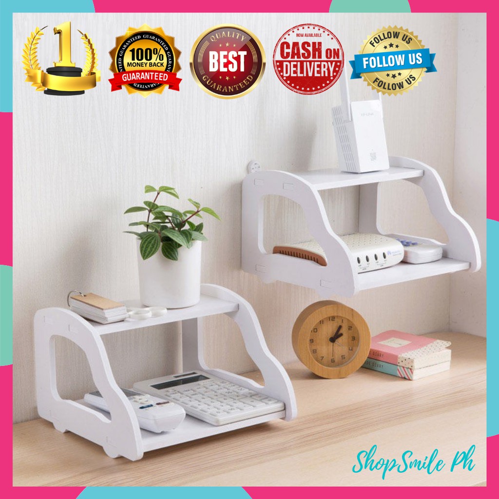 Wifi Modem Holder Double Floating Wall Mount, Shelf Wood WiFi Modem ...