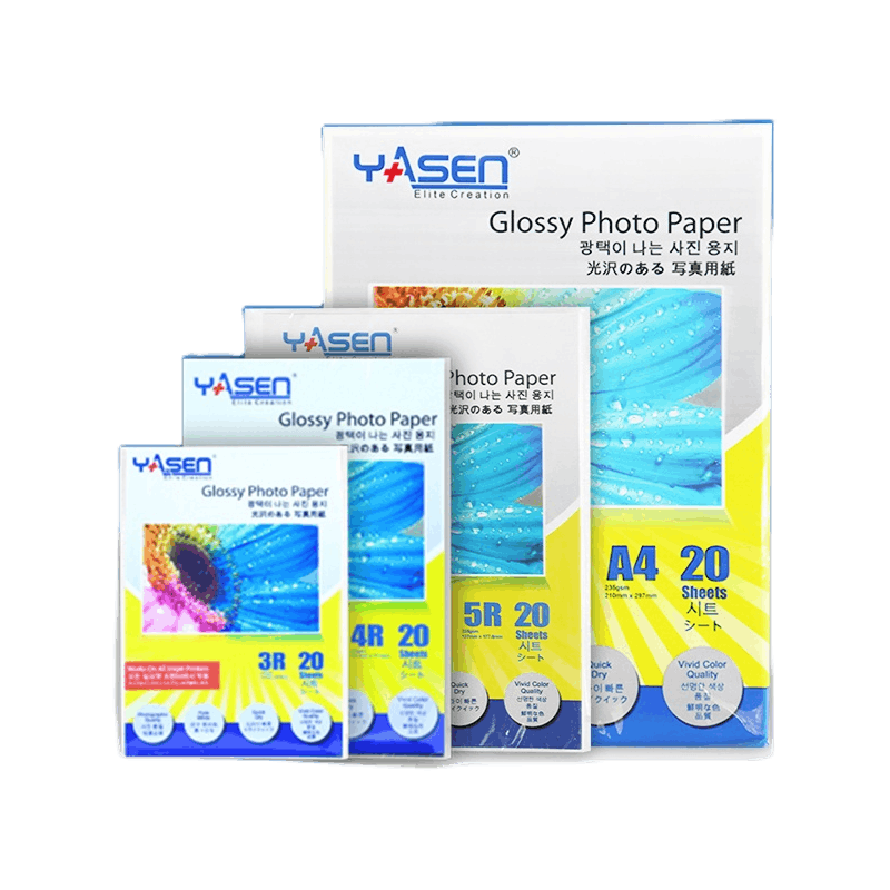 YASEN Glossy Photo Paper A4 5R 4R 3R Size 230GSM Inkjet Photo Paper for ...