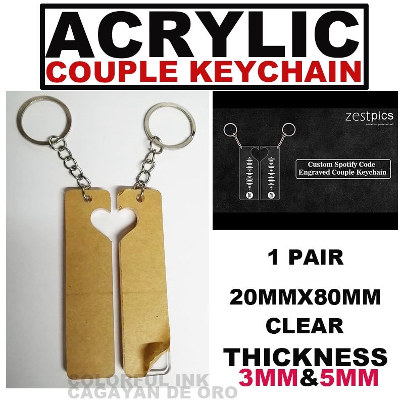 (5pairs)BLANK ACRYLIC CLEAR COUPLE KEYCHIAN Spotify Code/NAME PLATE W ...