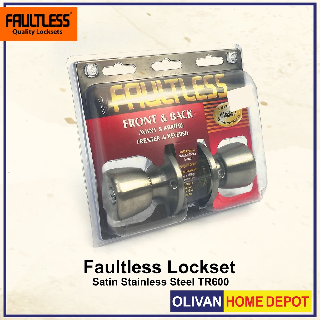 FAULTLESS Entrance and Privacy Lockset TR600 Satin Stainless Steel ...