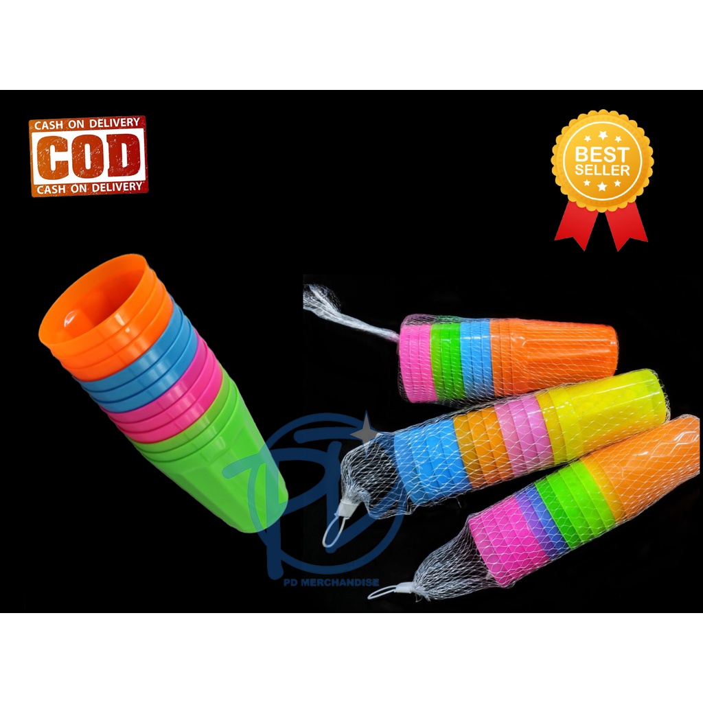 B7 COD PD 12 Pcs SET Plastic Cup Dining Cup Cute Party Drinking Baso ...