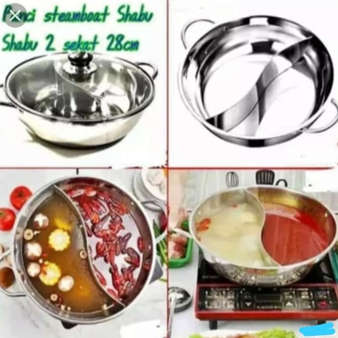 Shabu Pan 28 cm Steamboat Soup Bowl/ with 2 Sections Suki Flavor Hot ...