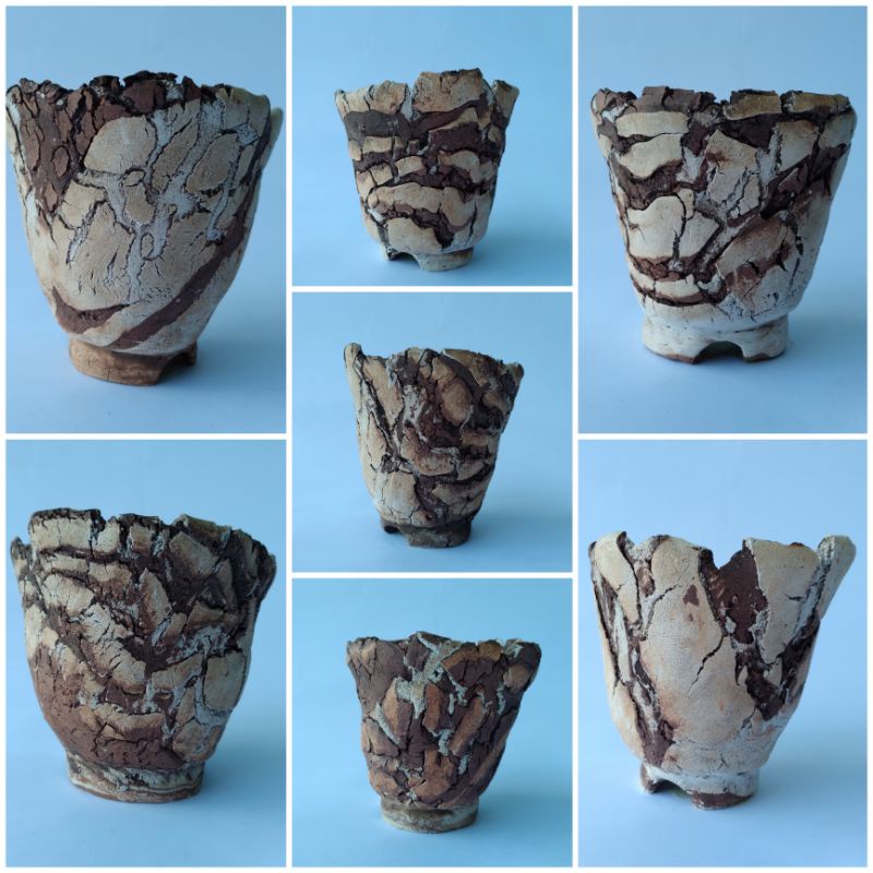 Melt/Drip/Pinched/Cracked Design Pot - Ceramic, Medium - For Cactus ...