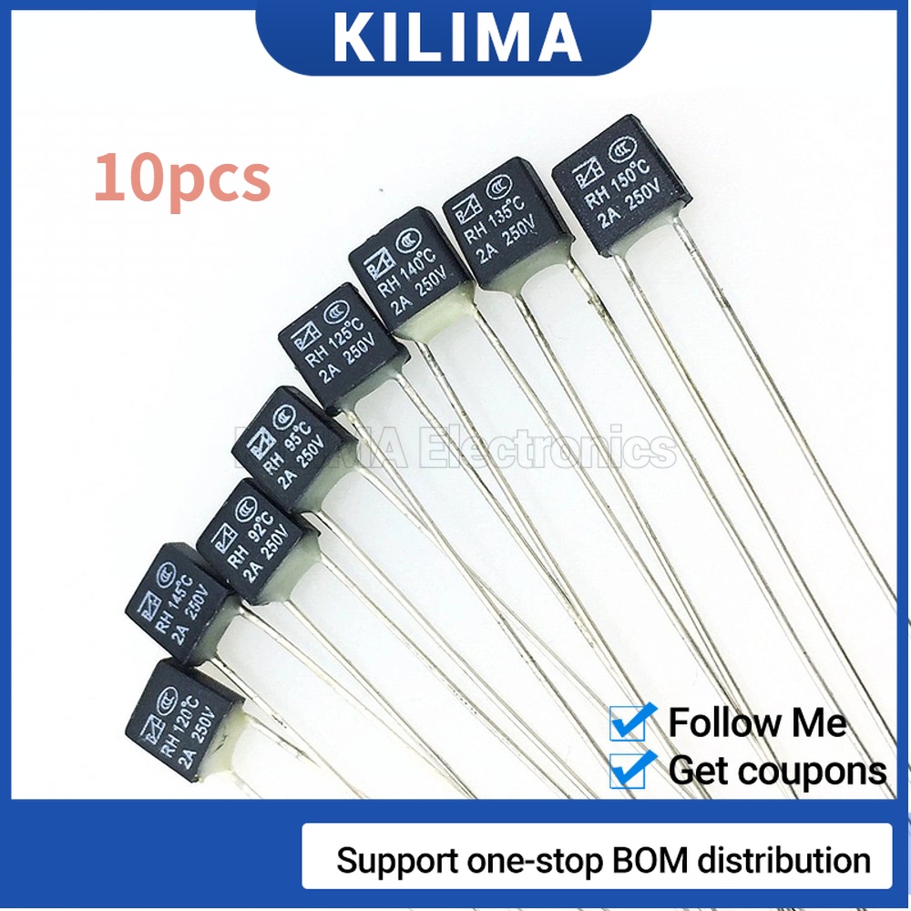 10Pcs Fan Motor Thermal fuse 2A 250V RH Black Square Temperature Switch ...