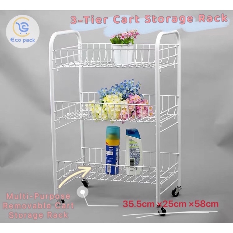 3-Tier Multi-Purpose Removable Kitchen Cart Storage Rack cart storage ...