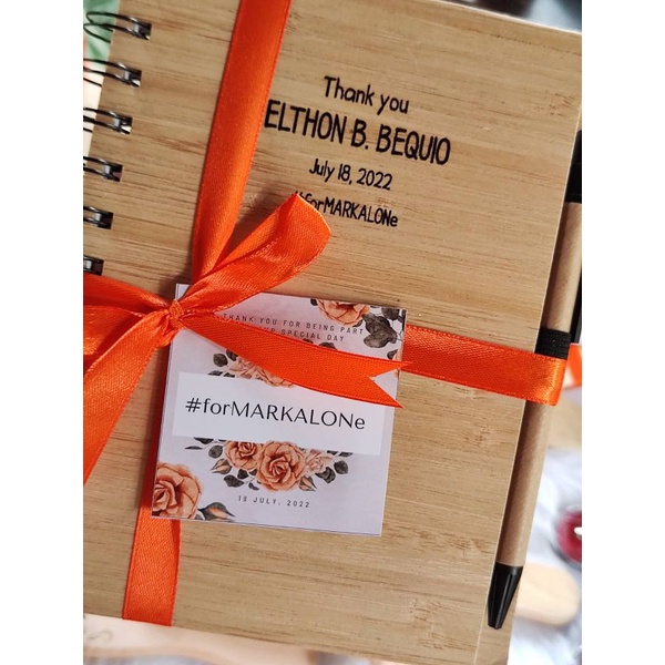 Personalized Bamboo Notebook with Pen l FREE LASER ENGRAVE Souvenir ...