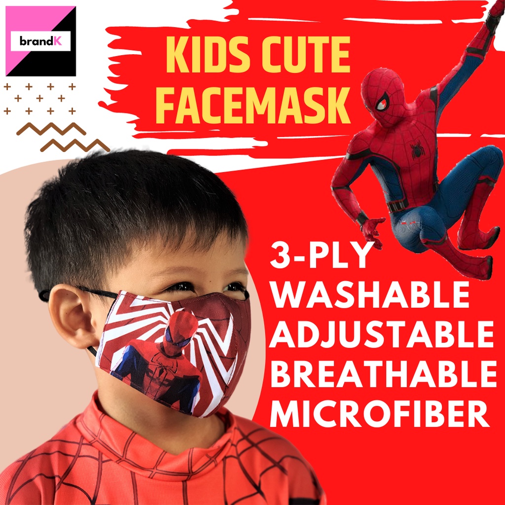 3PLY Fashionable Cute Kids Facemask Washable Microfiber Water Repellent ...