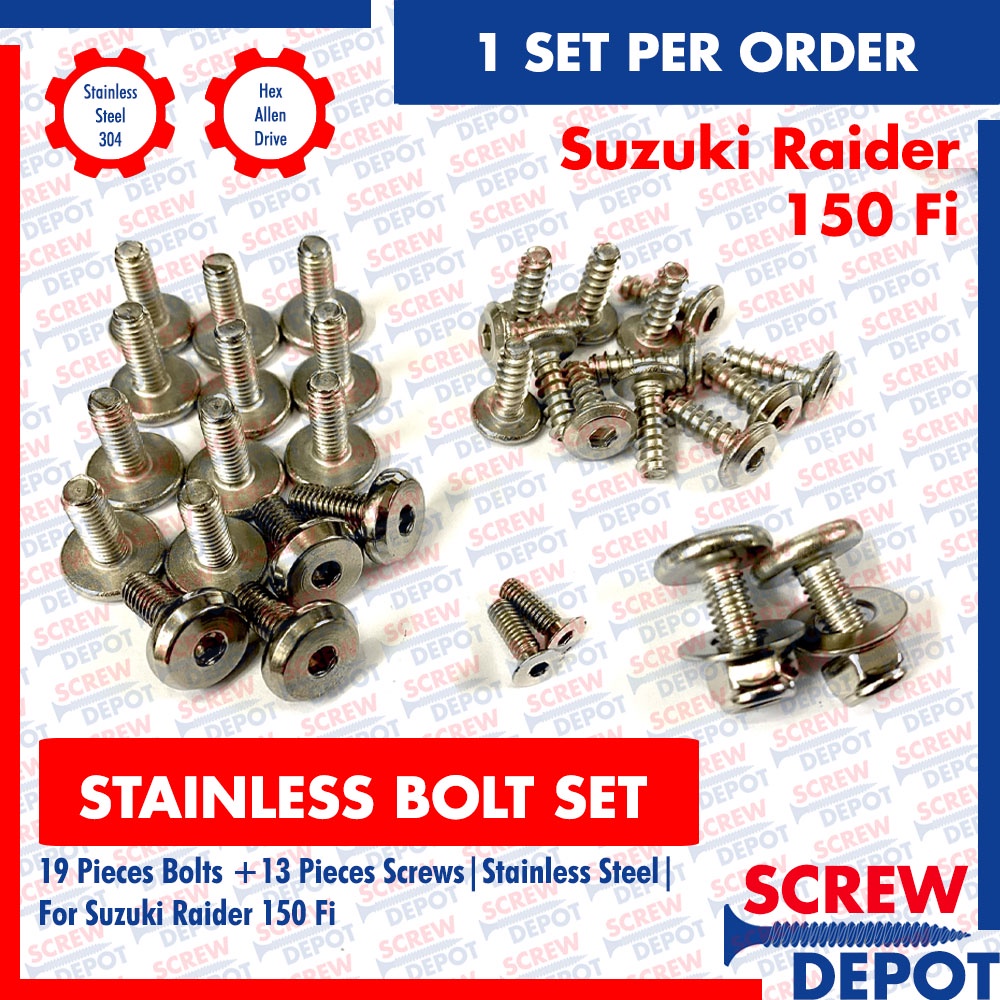 Stainless Bolt Set - Suzuki Raider 150 Fi ( Motorcycle - Screw Depot ...
