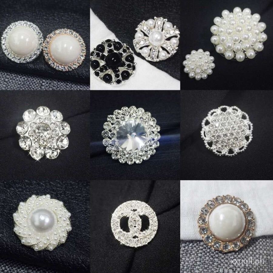 Rhinestone Button Pearl Metal Buttons All-Match round Decorative Buckle ...
