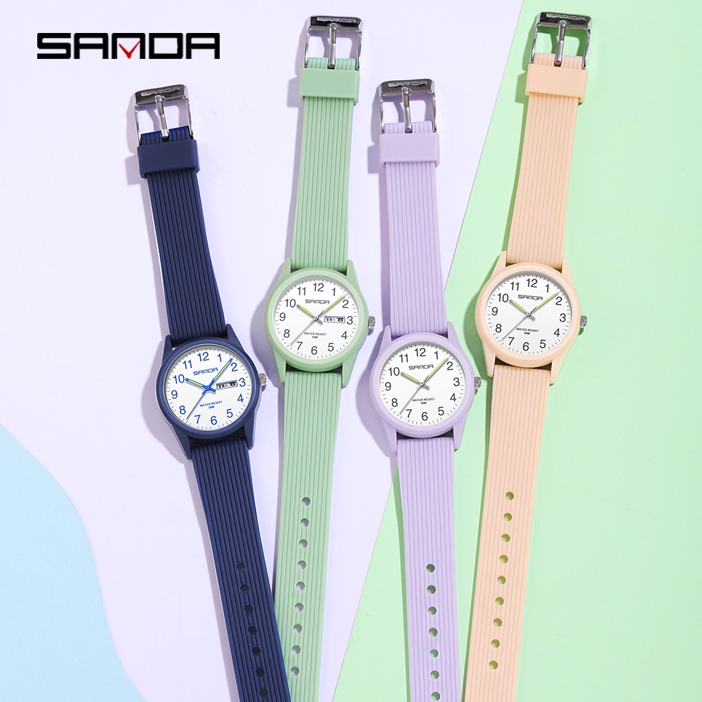 SANDA Solid Color Romantic Couple Style LED Digital Display Watch ...