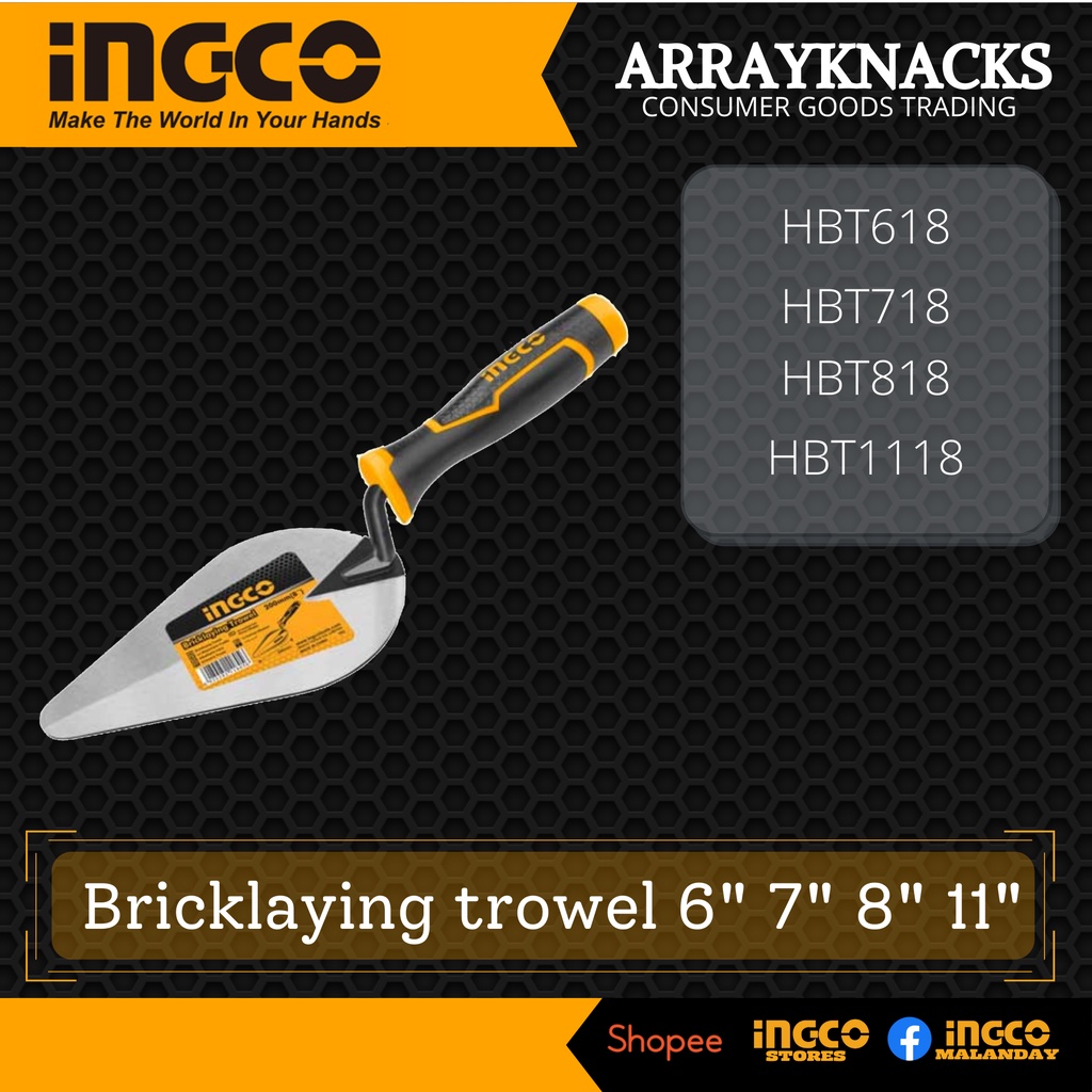 INGCO Bricklaying trowel (HBT818, HBT618, HBT718) 6" 7" 8" 11 ...