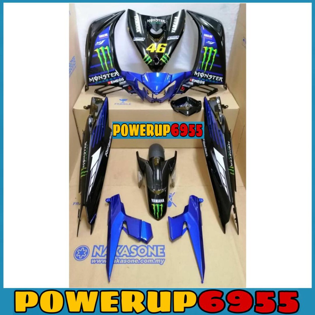 % NAKASONE YAMAHA LC135 LC V2 V3 MOTO GP MONSTER ENERGY ( BLACK ) BODY ...