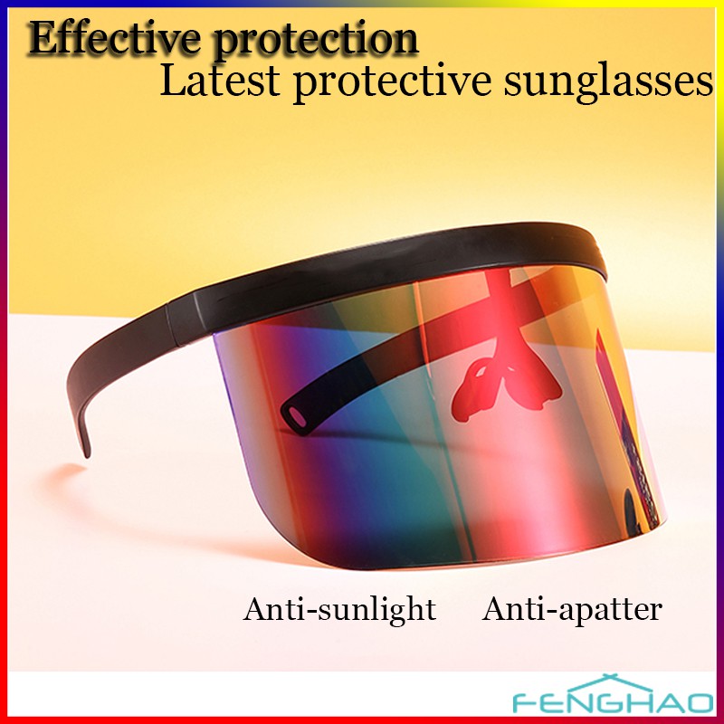 【Blink】 Oversized sunglasses Exaggerated Visor Wrap Shield Large Mirror Sun Glasses Half Face ...