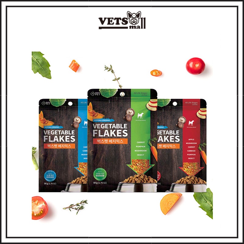 BUGSPET HYPOALLERGENIC VEGETABLE FLAKES FOR DOGS / 3 FLAVOR (Tear Stain ...