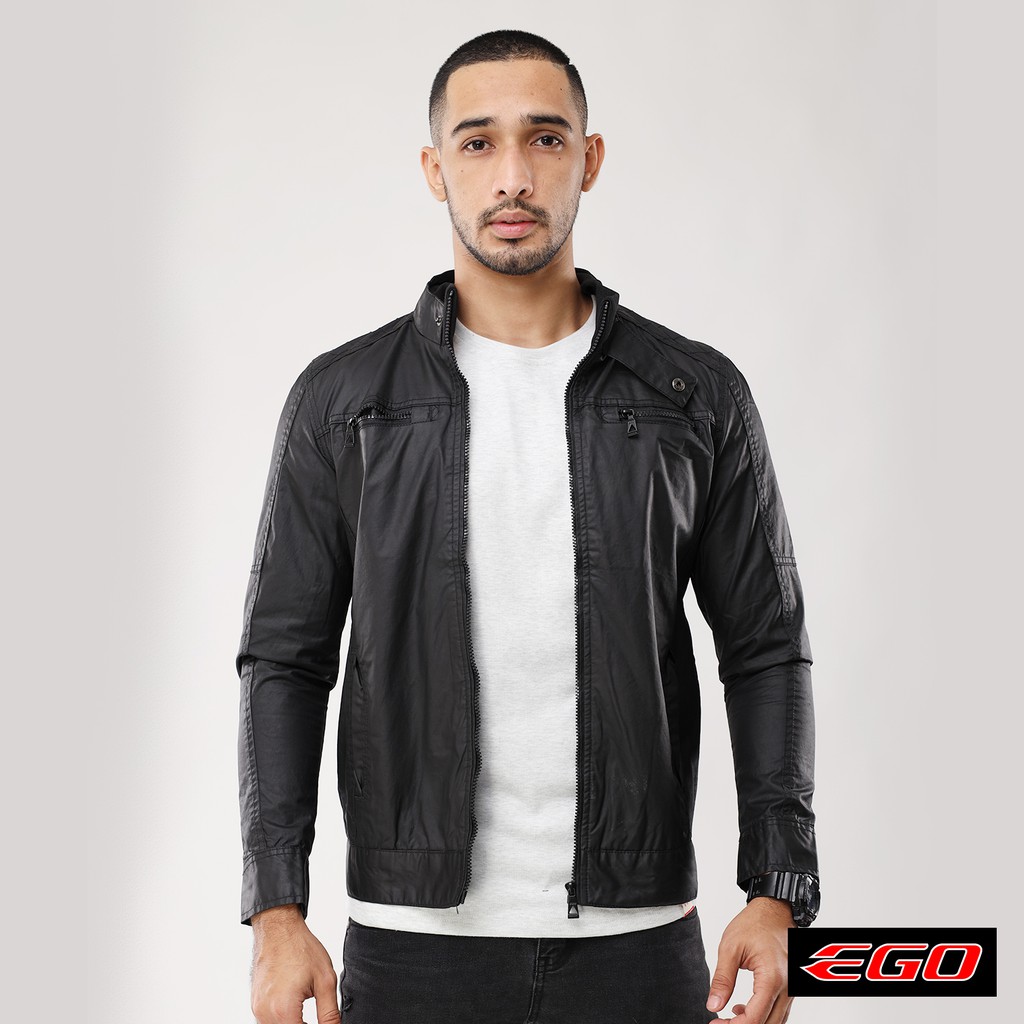 Ego Coated Denim Jacket Semi Fit EMT03-0618 (Black) | Shopee Philippines