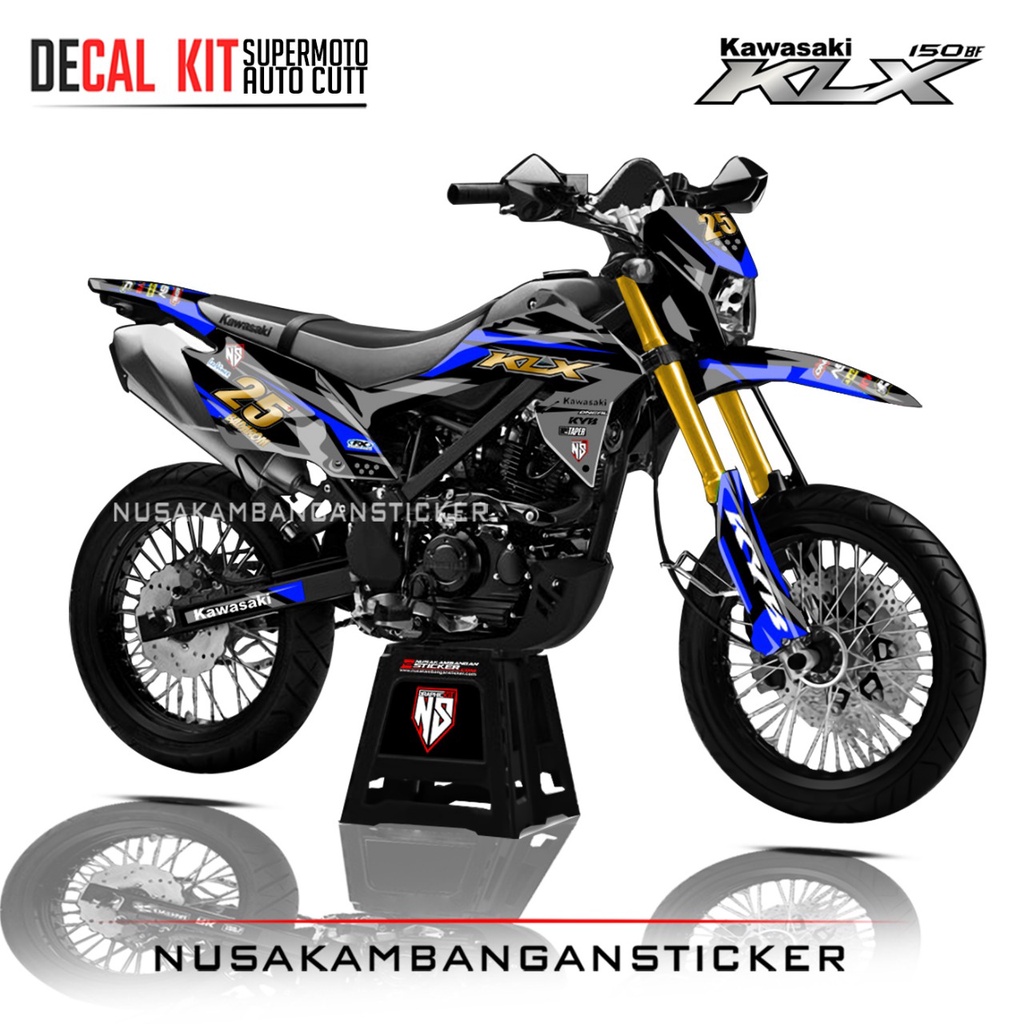 Kawasaki KLX 150 BF Motorcycle Supermoto Sticker Decal Full Body Blue ...