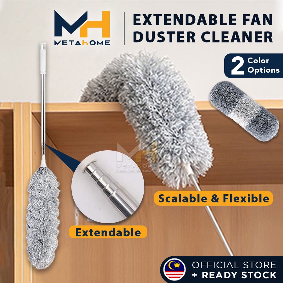 Microfiber Fan Duster Cleaner 285cm Extra Long Extendable Handle Rod ...
