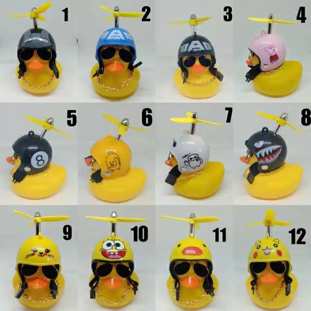 YELLOW DUCK ON MOTORCYCLE HELMET GLASSES LED PROPELLER DUCK TROOP ...