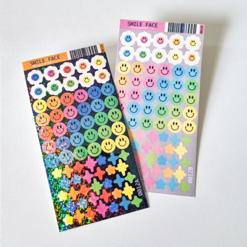 Smile Glitter Kiss Cut Sticker Rainbow Color Rainbow Smiley Confetti ...