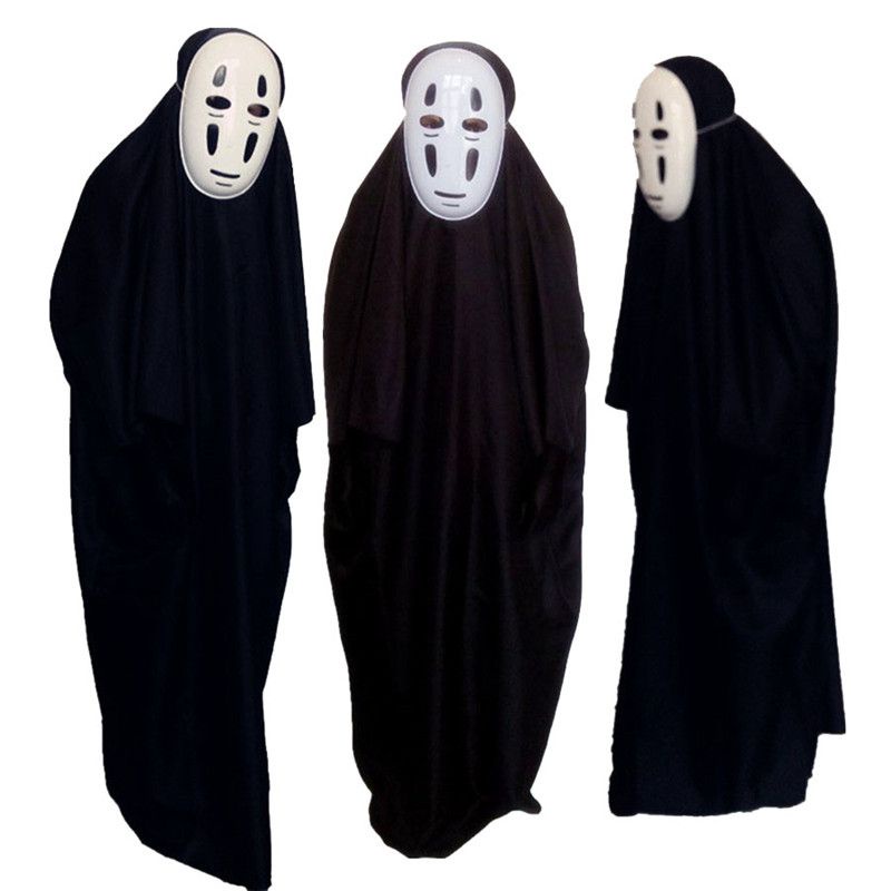 New Spirited Away No Face Man Cosplay Costume Clothes Long Robe Mask ...