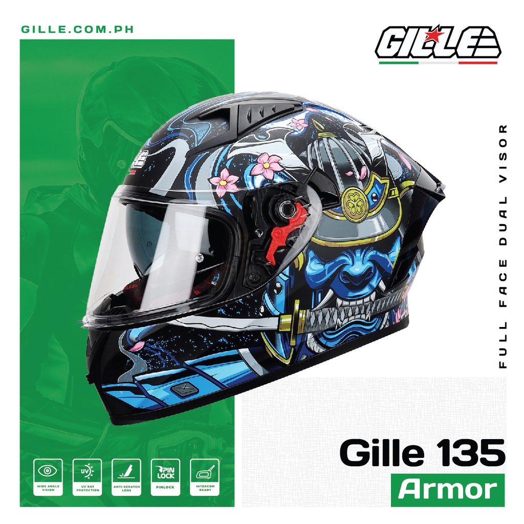 Gille GTS-V1 Series Armor Full Face Motorcycle Helmet Dual Visor Motor ...