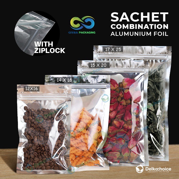 PLASTIC SACHET SASET TRANSSILVER FOOD PACKAGING COMBINATION ALUMINUM ...