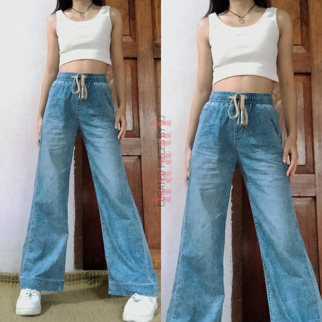 Ladies Pants / Jeans Mom Jeans Wideleg Garterized Wide Leg Jeans ...