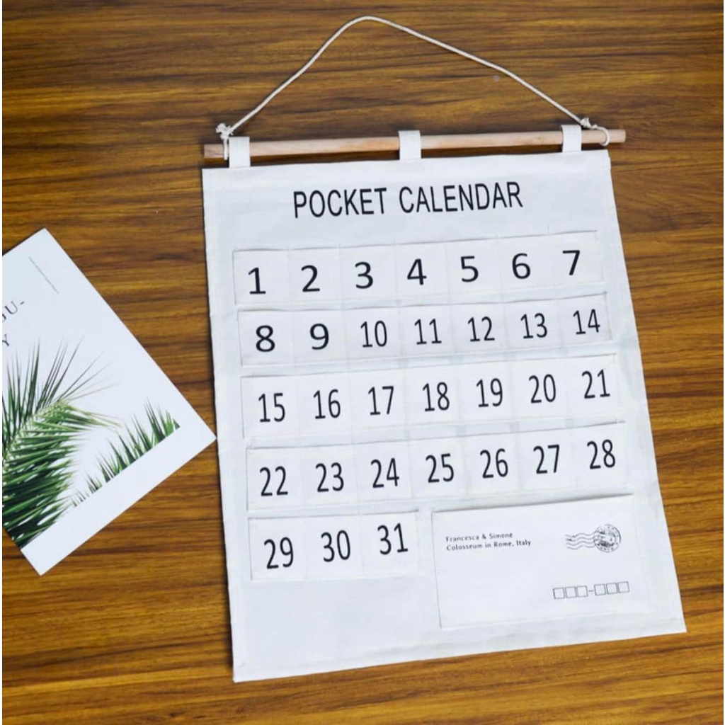 Hanging Money Saving Calendar With Canvas Banknote Slot | Shopee ...