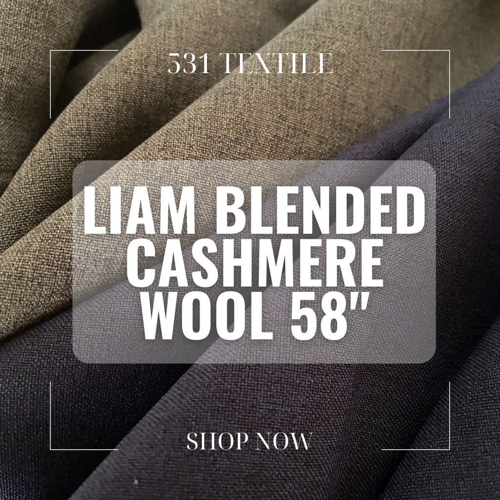 LIAM BLENDED CASHMERE FINE WOOL SUITING FABRIC/TELA WITH SELVEDGE 58 ...