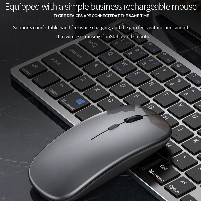 Wireless Keyboard Set Rechargeable Thin Keyboard Three Mode 2.4 GHz ...