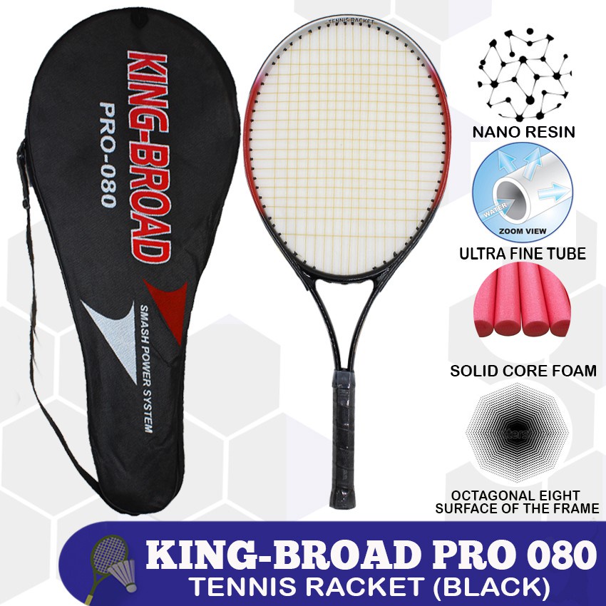 ♞King Broad Pro Tennis Racket 080 With Casebag (Black) | Shopee Philippines