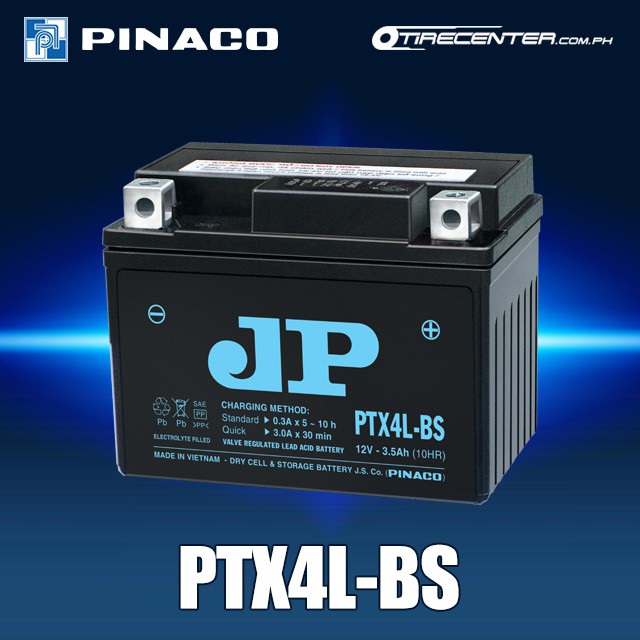 Motorcycle Battery YTX 4L BS Pinaco JP, 12V 3.5Ah, 113x70x85mm, For ...