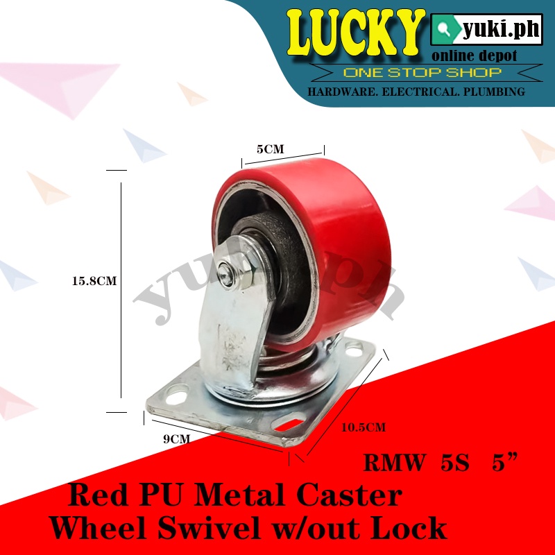 HEAVY DUTY RED PU METAL CASTER WHEEL SWIVEL WITH OUT LOCK 4" / 5" / 6 ...