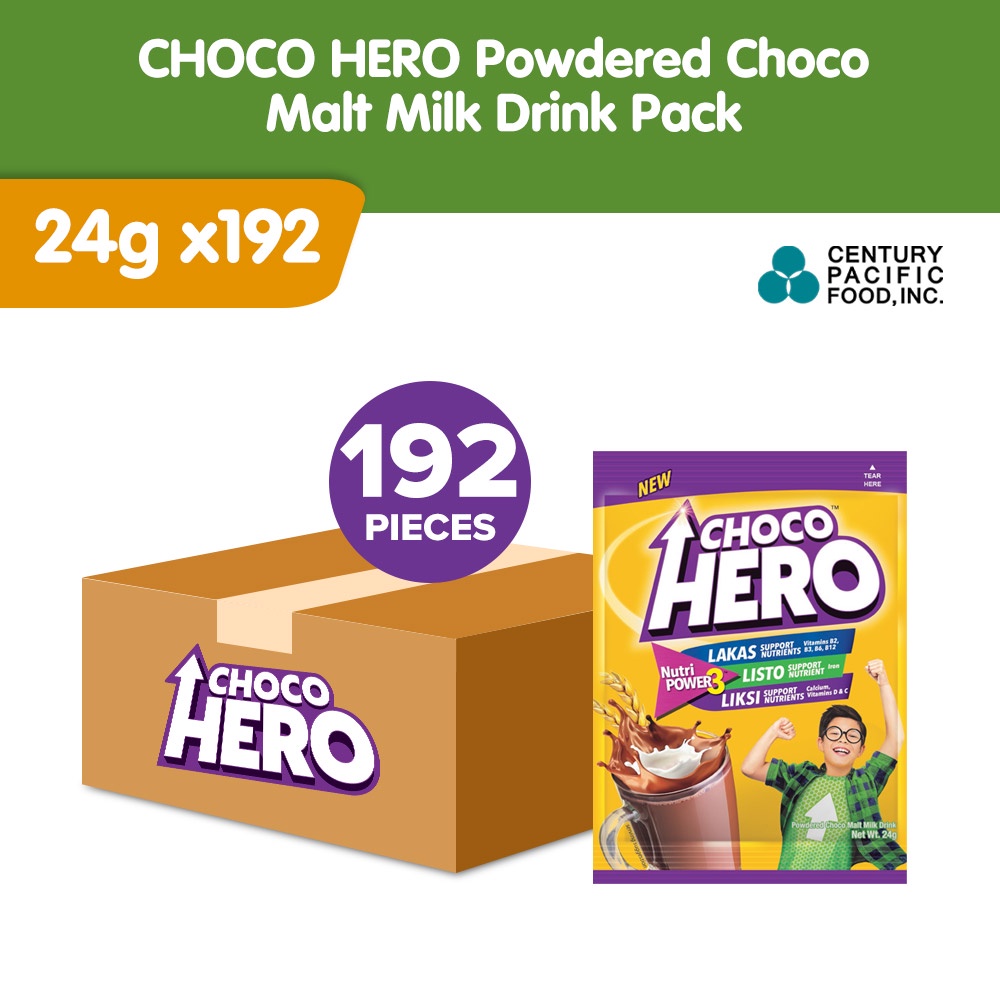 CHOCO HERO Powdered Choco Malt Milk Drink 24g x192 | Shopee Philippines