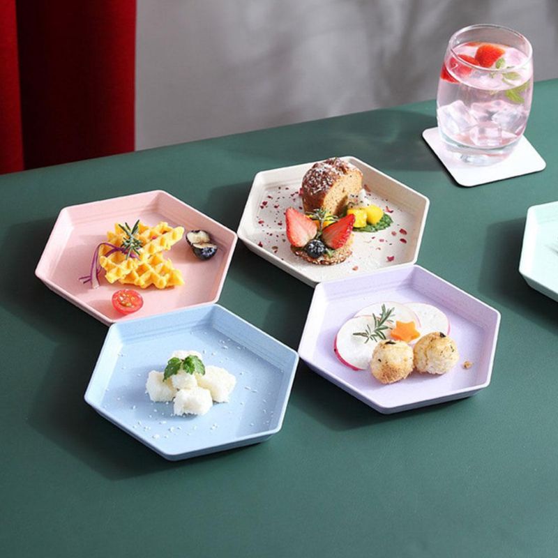 WHEAT STRAW HEXAGONAL SPIT BONE DISH HOME CREATIVE PLATE PLATE FRUIT ...