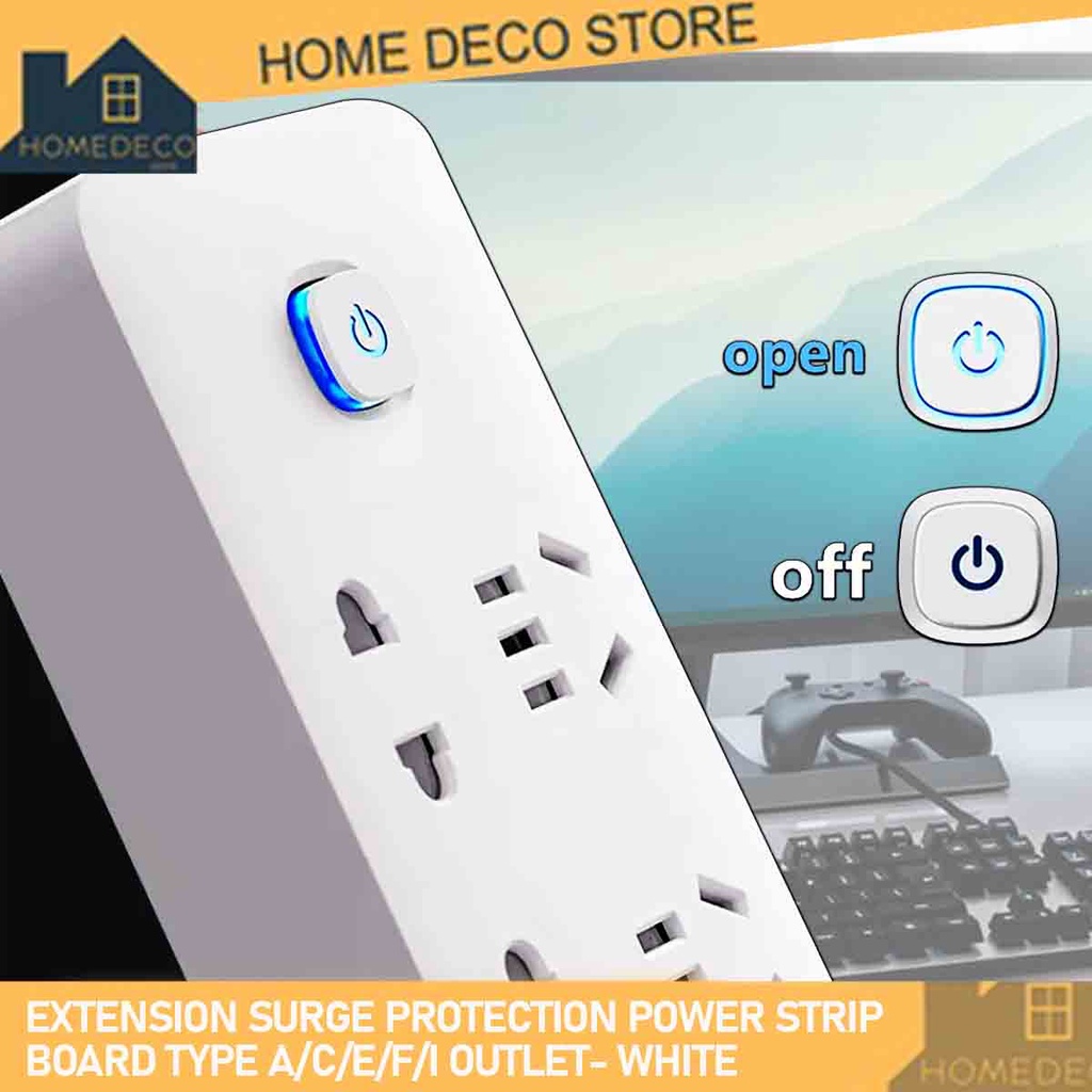 Home Deco Type A/C/E/F/I Outlet Extension Surge Protection Power Strip ...