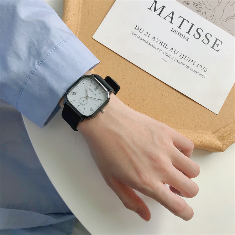 Simple Beautiful Square Quartz Watch Male and Female Students Retro ...