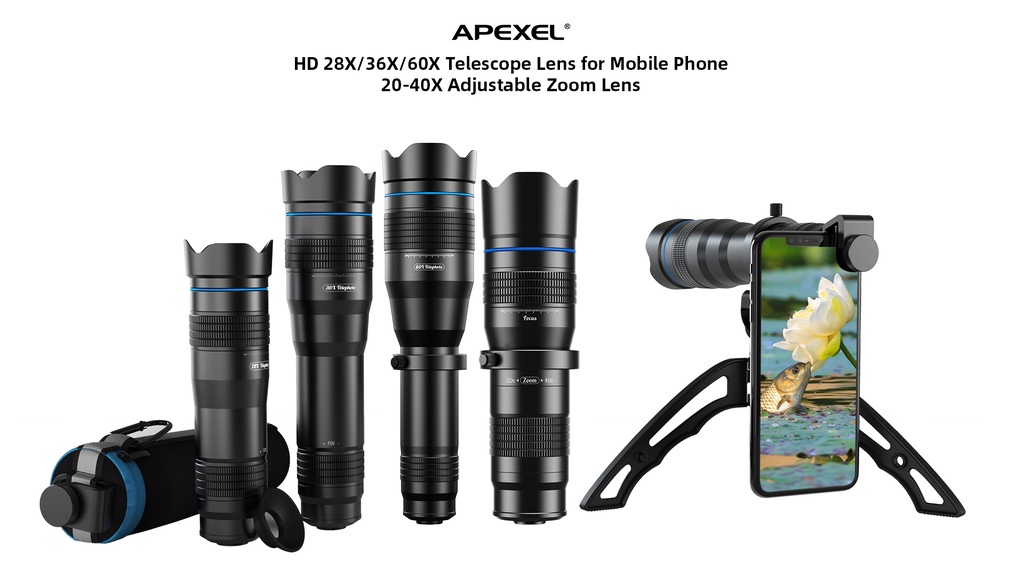 APEXEL Professional HD 20-40X/28X/36X/60x Telephoto Zoom Lens Monocular ...