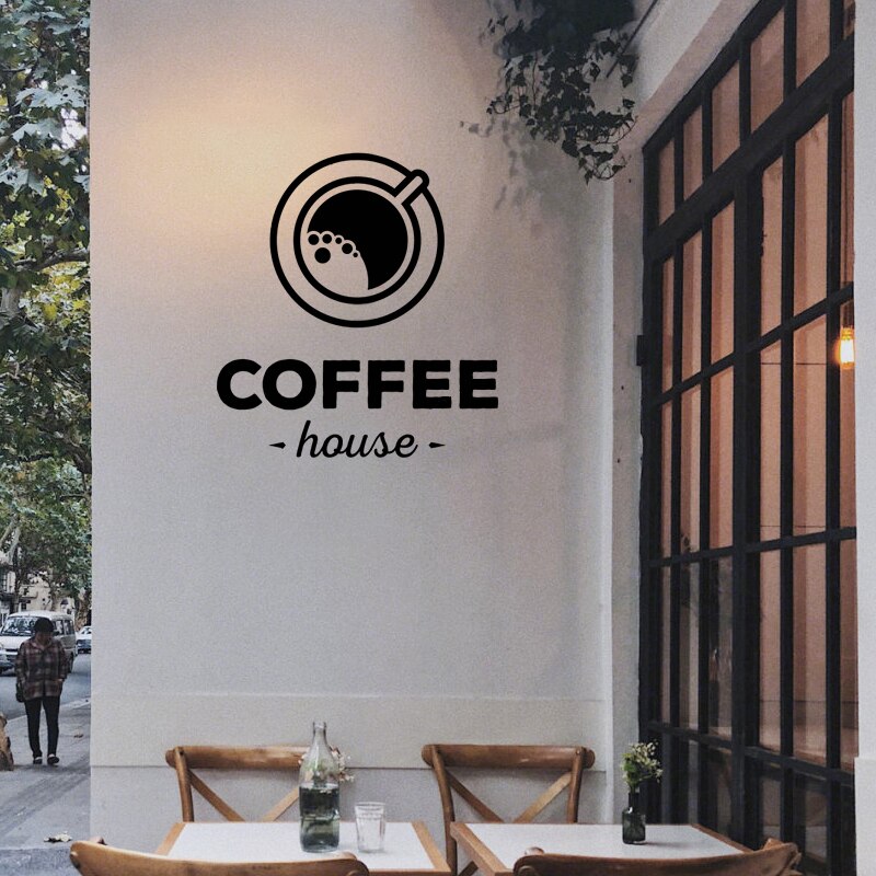 Coffee Shop Sticker Bean Milk tea Decal Cafe Cup Poster Vinyl Art Wall ...