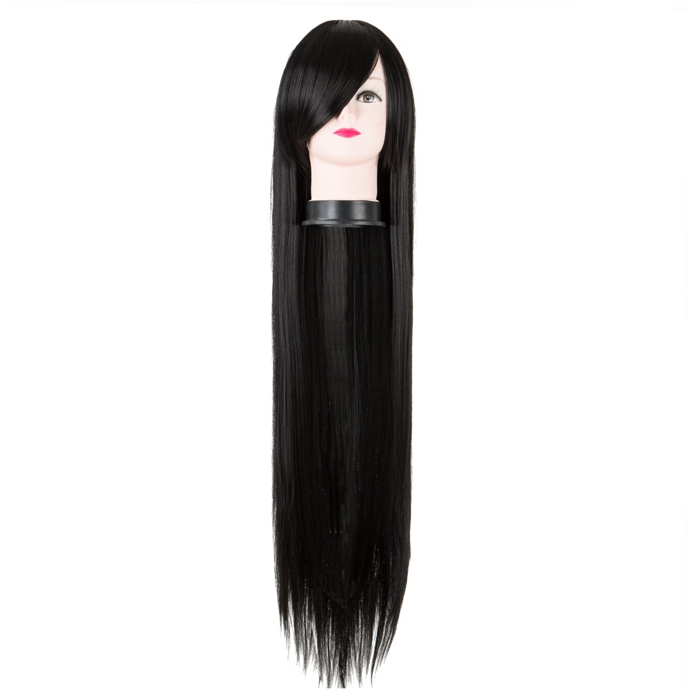 2022 New Black Wig Fei Show Synthetic Heat Resistant 100 Cm 40 Inches