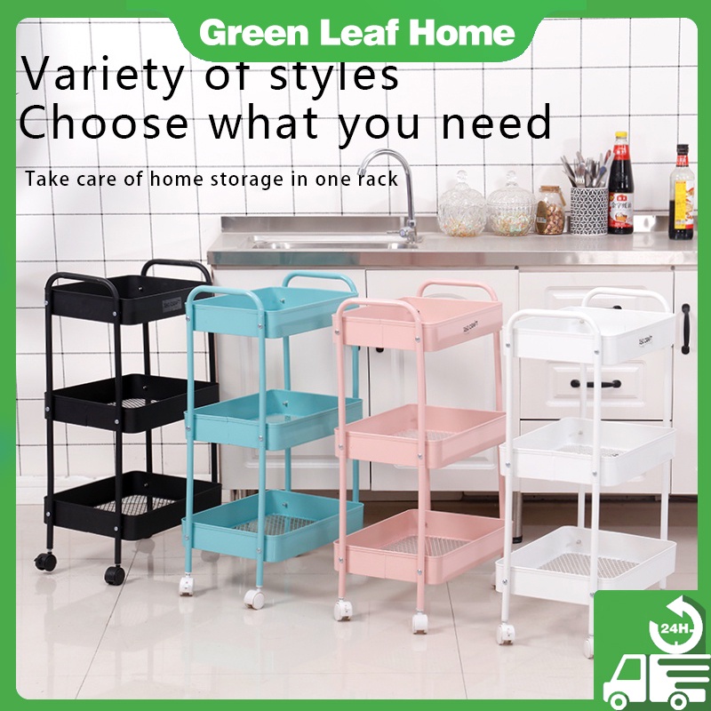 New 3-Tier Metal Kitchen Utility Trolley Cart Shelf Storage Rack ...