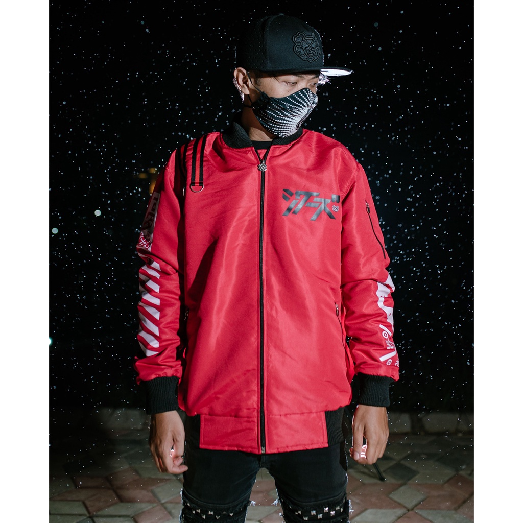 MERAH Skull Logo Red Attack Bomber Jacket (Wiss Apparel) | Shopee ...