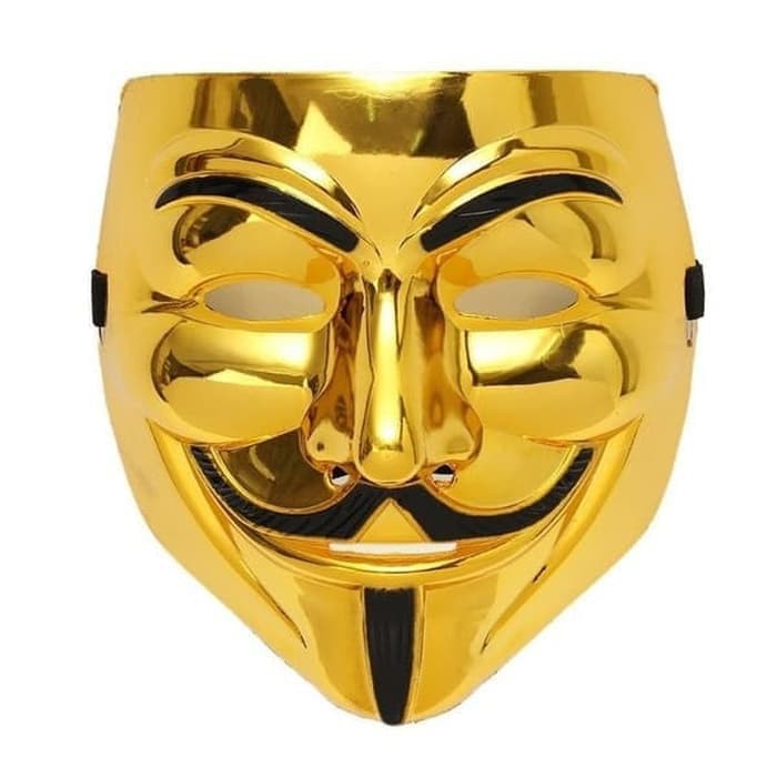 Anonymous V Vendetta Mask Gold Gold Mask Halloween Party Premium ...